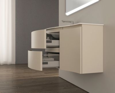 Meuble complément sous-vasque beige cachemire l.34 cm version droite ...