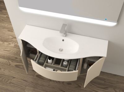 Meuble complément sous-vasque beige cachemire l.34 cm version gauche ...