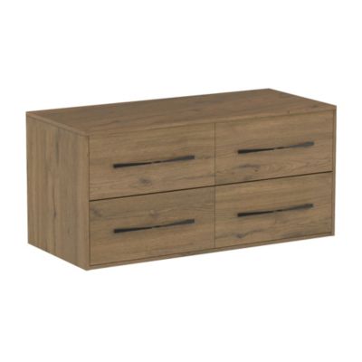 Meuble de salle de bain 120 cm à suspendre avec rangement chêne cognac ...