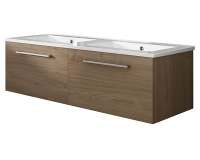 Meuble de salle de bain suspendu 120cm NICE CLASSIC bois clair - Vasque ...