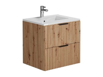 Meuble de salle de bain suspendu strié avec vasque à encastrer ...