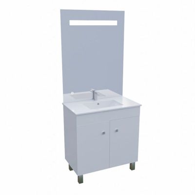 Meuble ECOLINE 80 cm avec plan vasque et miroir Eleg plus ht105 - Blanc ...