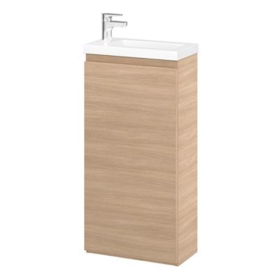 Meuble lave mains à poser effet chêne clair l.43,5 cm 1 porte Imandra ...