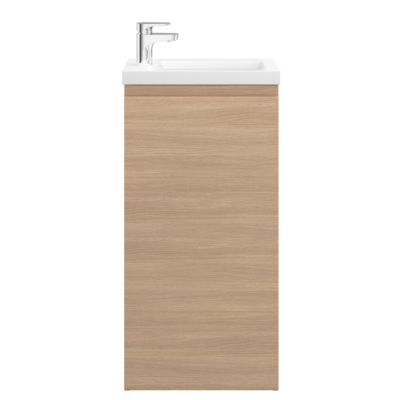 Meuble lave mains à poser effet chêne clair l.43,5 cm 1 porte Imandra ...