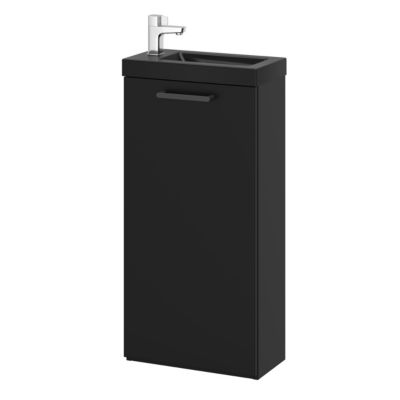 Meuble lave mains à poser noir l.43,5 cm 1 porte Imandra + lave mains ...