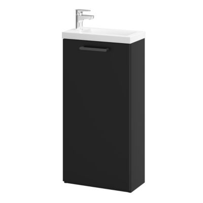 Meuble lave mains à poser noir mat l.43,5 cm 1 porte Imandra + plan ...