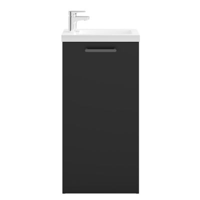 Meuble lave mains à poser noir mat l.43,5 cm 1 porte Imandra + plan ...