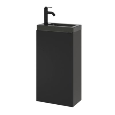 Meuble lave mains à poser noir mat l.44 x H.79 x P.23 cm, GoodHome Imandra