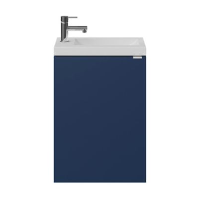 Meuble lave-mains suspendu bleu nuit mat l.44 cm Imandra + plan vasque ...
