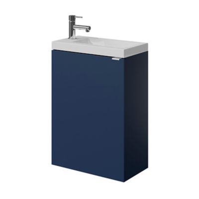 Meuble lave mains suspendu bleu nuit mat l.44 x H.55 x P.23 cm ...