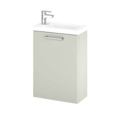 Meuble lave mains suspendu gris galet l.43,5 cm 1 porte Imandra + plan ...