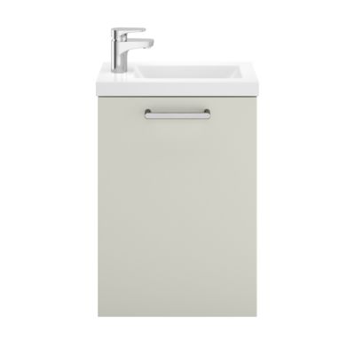 Meuble lave mains suspendu gris galet l.43,5 cm 1 porte Imandra + plan ...