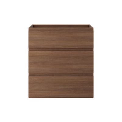 Meuble sous vasque à poser effet chêne foncé 3 tiroirs l.80 x H.86,5 x ...