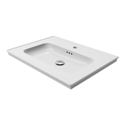 Meuble sous vasque à poser l.60 cm bleu mat Perma + plan vasque ...