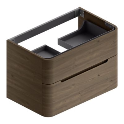 Meuble sous vasque à suspendre Alba décor noyer L. 84 x H. 55 x P. 50,5 ...