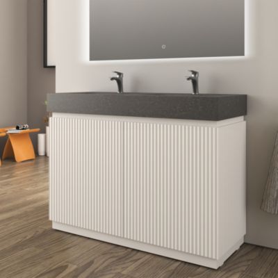 Meuble sous vasque à suspendre l.120 x H.78 x P.44 cm blanc mat Baden ...