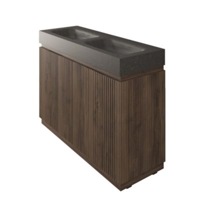 Meuble sous vasque à suspendre l.120 x H.78 x P.44 cm effet noyer Baden ...
