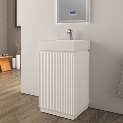 Meuble sous vasque à suspendre l.50 x H.78 x P.44 cm blanc mat Baden ...
