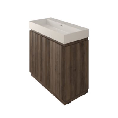 Meuble sous vasque à suspendre l.90 H.78 x P.44 cm effet noyer Baden ...