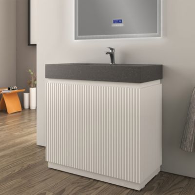 Meuble sous vasque à suspendre l.90 x H.78 x P.44 cm blanc mat Baden ...