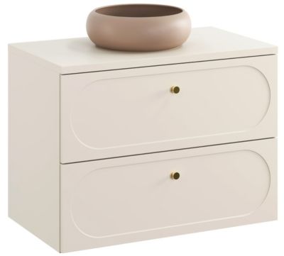 Meuble sous vasque suspendu 80 cm DONNA SAND beige avec plan et vasque WIKI
