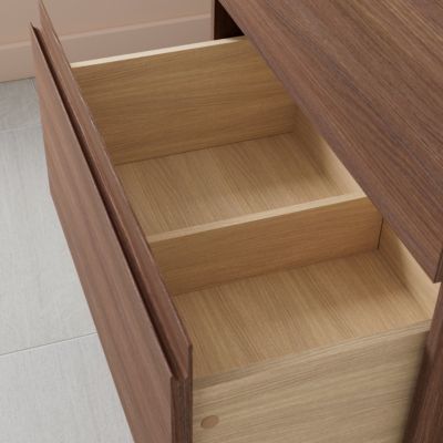 Meuble sous vasque suspendu effet chêne foncé l.60 cm 2 tiroirs Imandra ...
