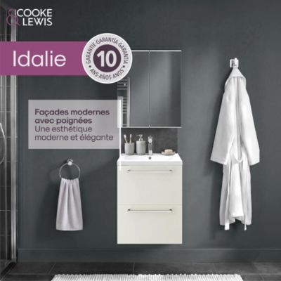Meuble sous vasque suspendu gris galet l.50 x H.60 x P.45 cm GoodHome ...