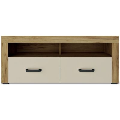 Meuble TV 2 Tiroirs "Varoy" 120cm Chêne Clair