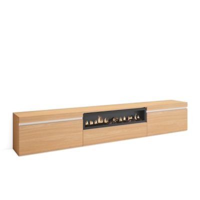 Meuble TV, Banc Télé, 260x35x45cm, TV grand format, Cheminée électrique