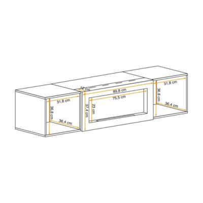 Meuble TV FLY 2 portes et cheminée bio-éthanol intégrée Chene clair