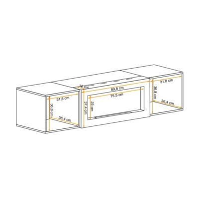 Meuble TV FLY cachemire avec cheminée bio-éthanol intégrée