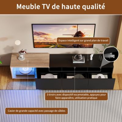 Meuble TV Moderne Extensible 163 - 240 cm avec lumières LED Variables ...