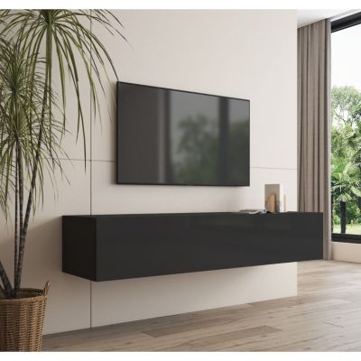 Meuble TV - NORA - Forli XL - Porte(s) - Rectangulaire - Noir - Brillant