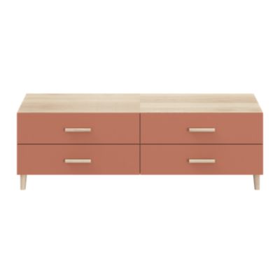Meuble TV terracotta et effet chêne avec 4 tiroirs GoodHome Atomia H ...