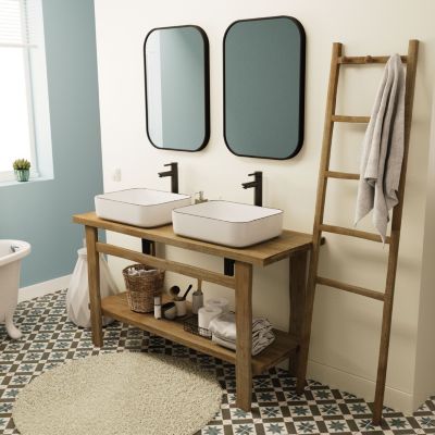 Meuble vasque en chêne massif vieilli l.140 x H.78 x P.50 cm, Homesight ...