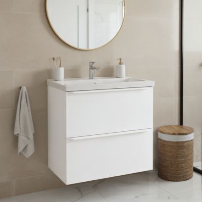 Meuble vasque suspendu faible profondeur blanc mat l.60 cm Imandra ...