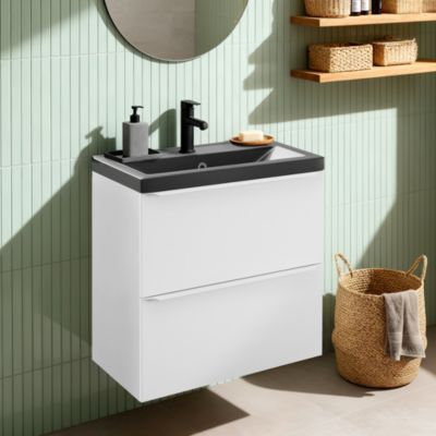 Meuble vasque suspendu faible profondeur blanc mat l.60 cm Imandra ...