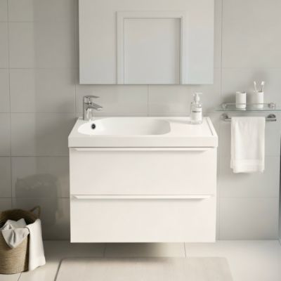 Meuble vasque suspendu faible profondeur blanc mat l.80 cm Imandra ...