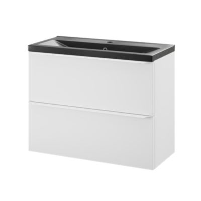 Meuble vasque suspendu faible profondeur blanc mat l.80 cm Imandra ...