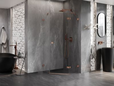 Mexen Lunar cabine de douche pentagonale pivotante droite 80 x 80 cm ...
