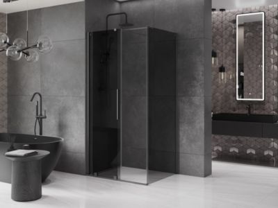 Mexen Velar cabine de douche coulissante 120 x 70 cm, graphite, métal ...