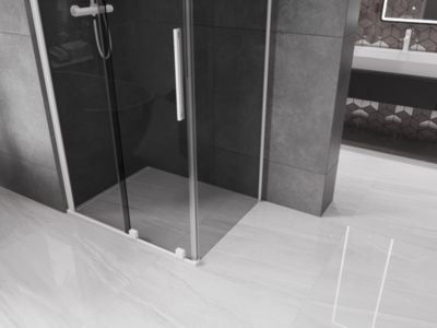 Mexen Velar cabine de douche coulissante 120 x 75 cm, graphite, blanche ...
