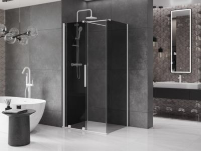 Mexen Velar cabine de douche coulissante 90 x 80 cm, graphite, blanc ...
