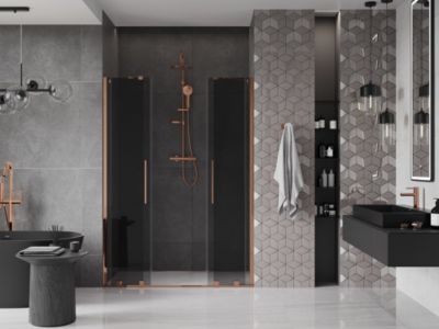 Mexen Velar Duo porte de douche coulissante 140 cm, graphite, or rose ...