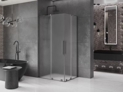 Mexen Velar L Duo cabine de douche coulissante 90 x 80 cm, givré, gris ...