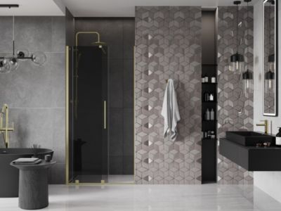 Mexen Velar porte de douche coulissante 100 cm, graphite, or brossé ...