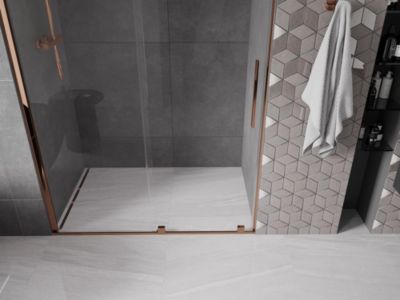 Mexen Velar porte de douche coulissante 150 cm, transparent, or rose ...