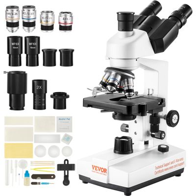 Microscope trinoculaire composé 40X-5000X, mise au point fine, platine ...