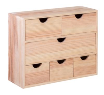 Mini commode rectangulaire en pin massif 6 tiroirs | Castorama