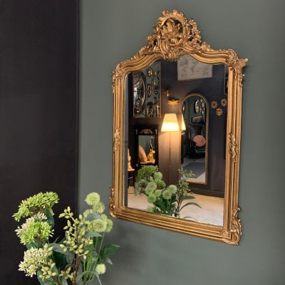 Miroir rectangulaire style vintage effet brillant doré L.46 x H.72 x ep ...